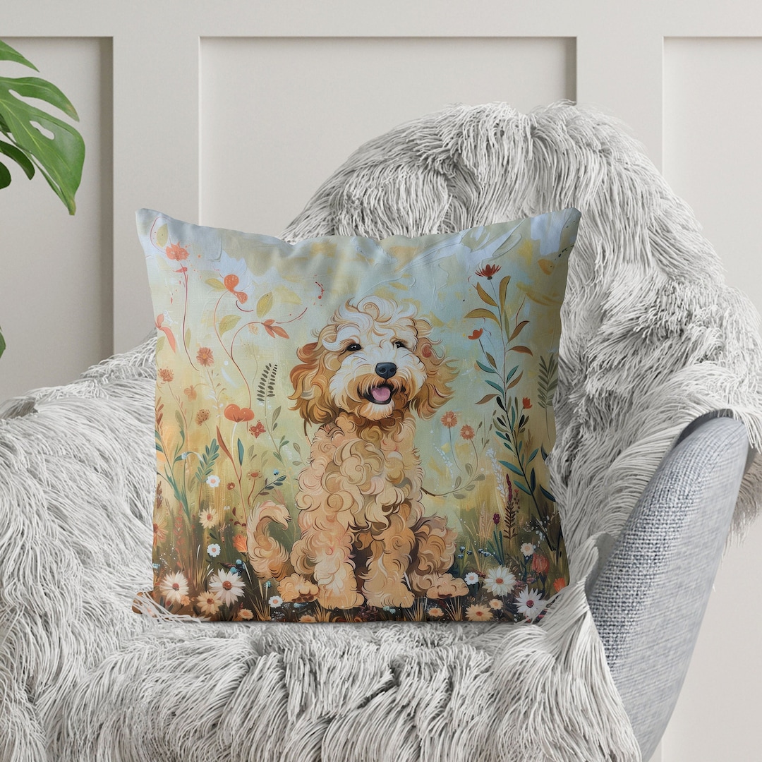 Modern Style Cute Golden Cavapoo Pillow Cover, Great Gift for Dog Lover ...