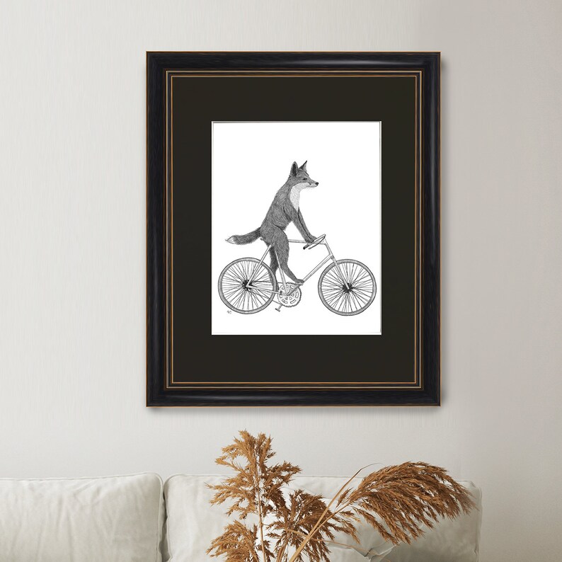 Fox on Bicycle LIMITED EDITION Print, Fox Print, Fox Animal Wall Art ...