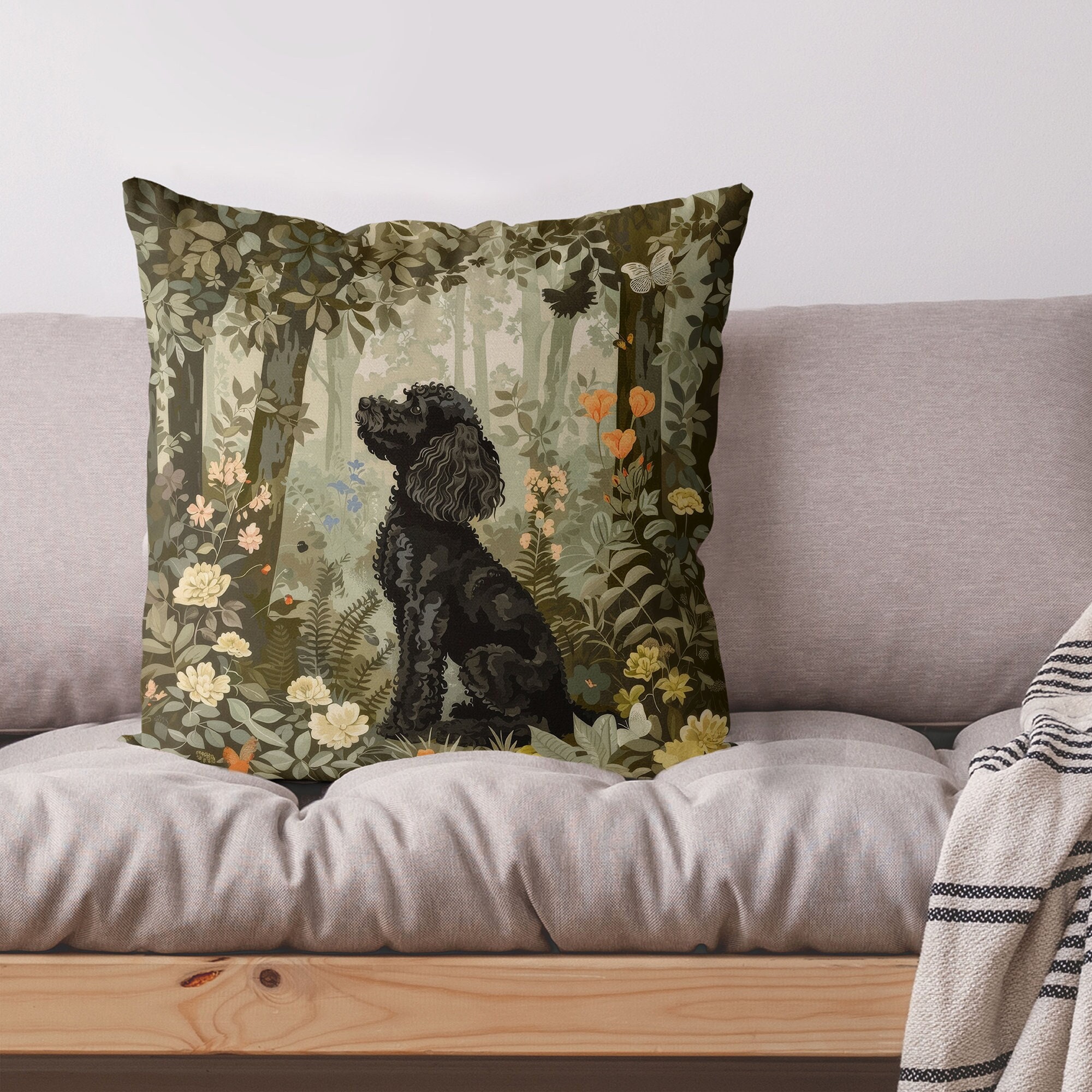 Black Poodle Dog Pillow Cover – Art Deco Style, Double-sided Print - Etsy