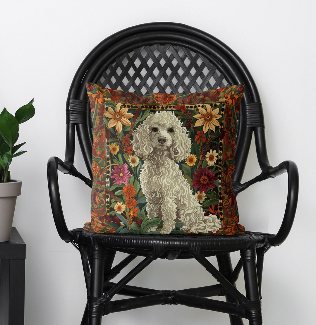 White Poodle Dog Pillow Cover - Print Both Sides - Cute Poodle Gift ...