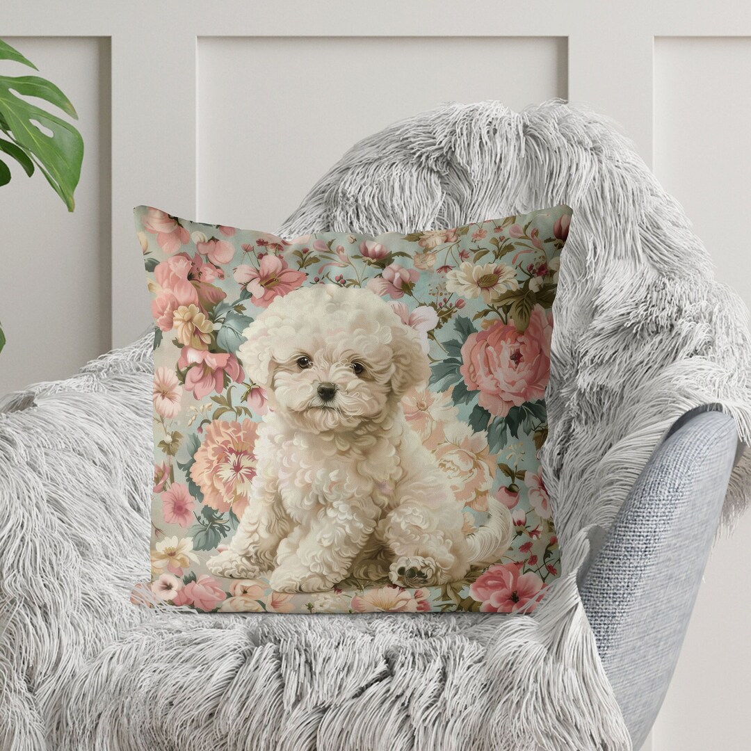 Romantic Vintage Country Cottage Style Bichon Frise Pillow Cover ...