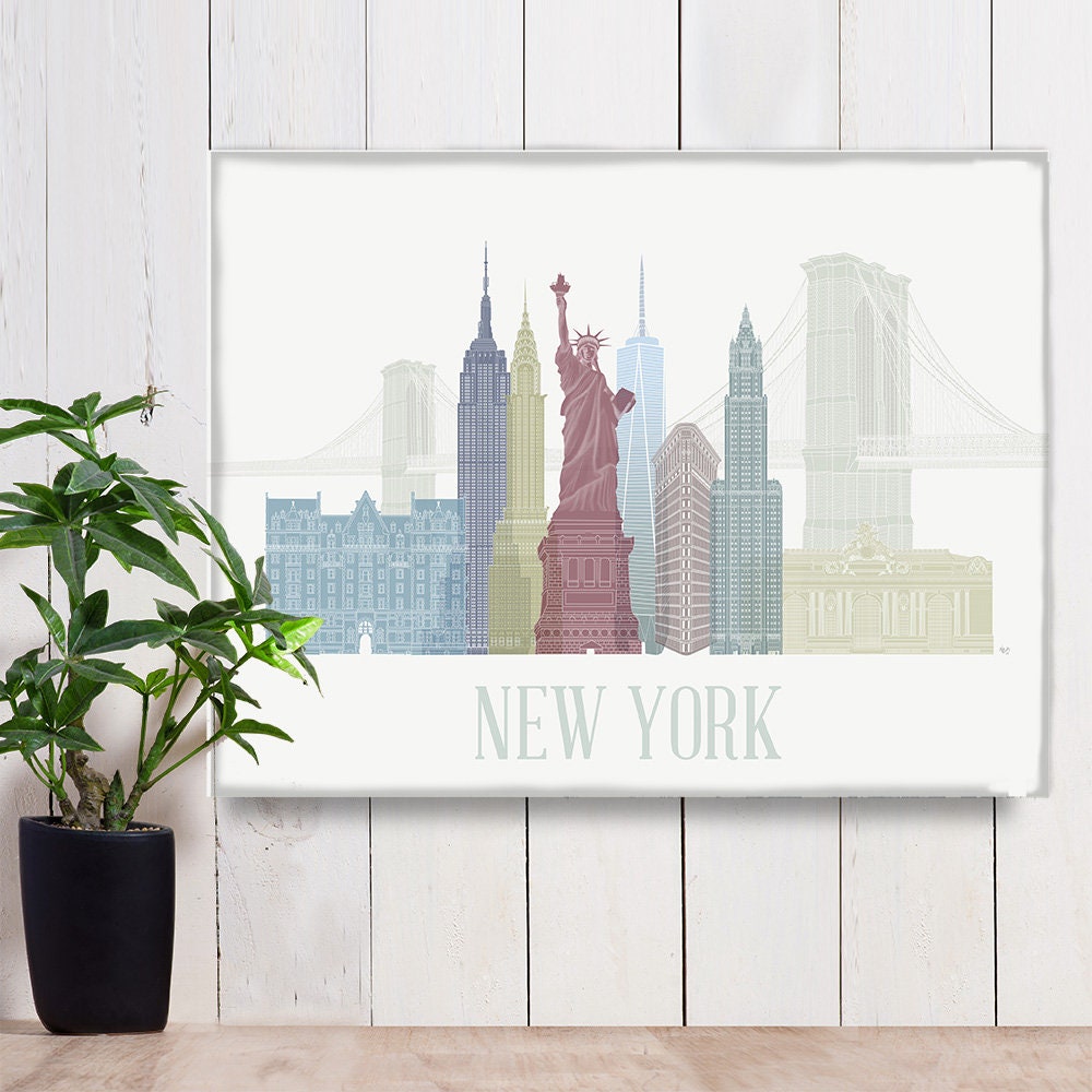 New York City Print New York Wall Art New York Skyline | Etsy