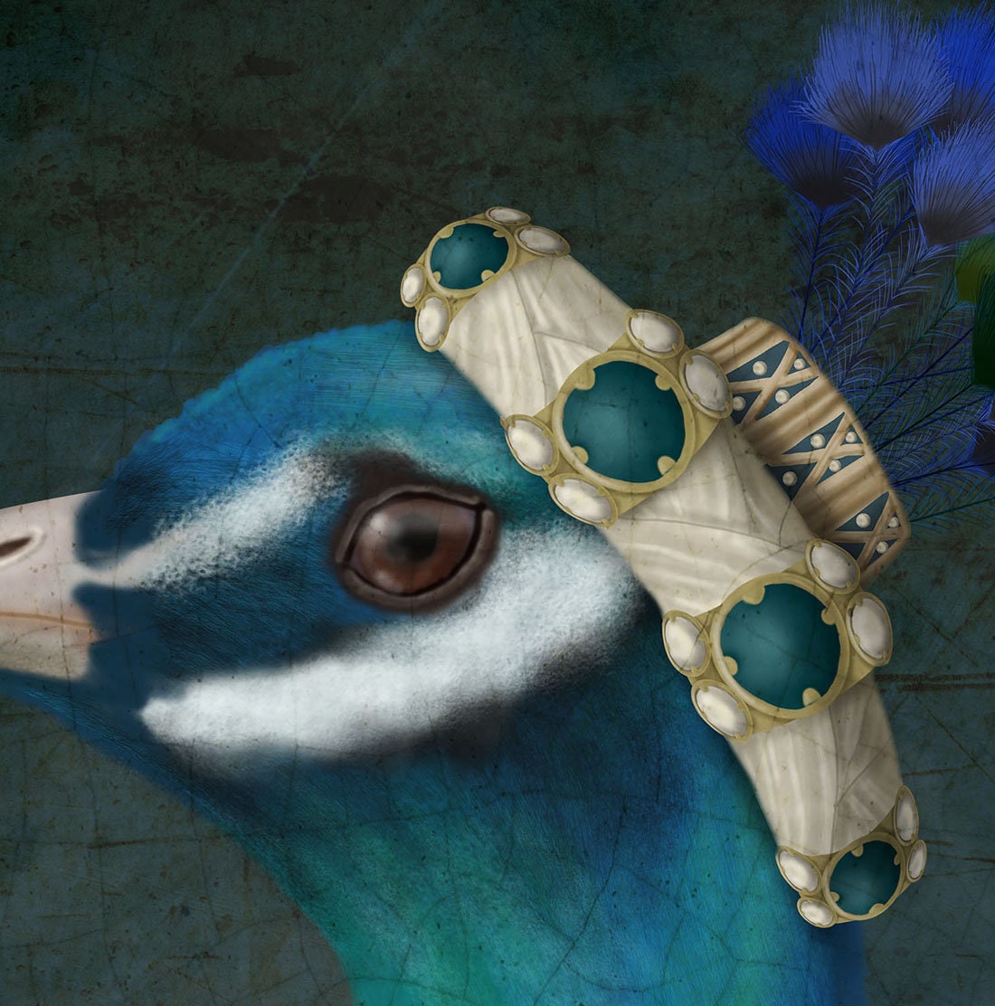 Limited Edition Set of 2 Peacock Paintings Anthropomorphic Art Peacock ...