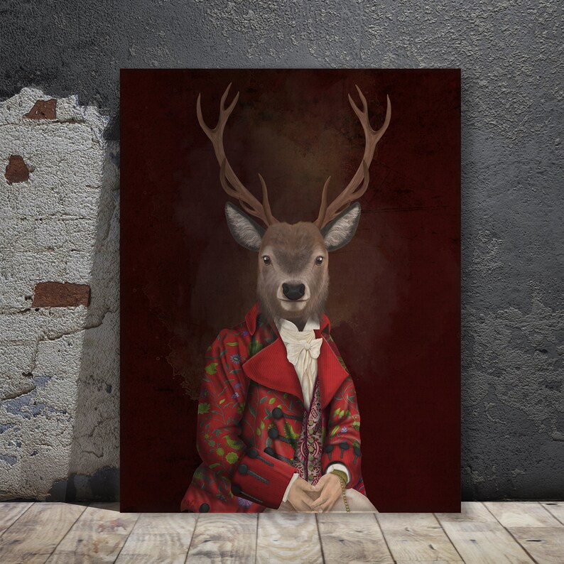 Limited Edition Deer Painting - Lord Becket Portrait - Regency Decor ...