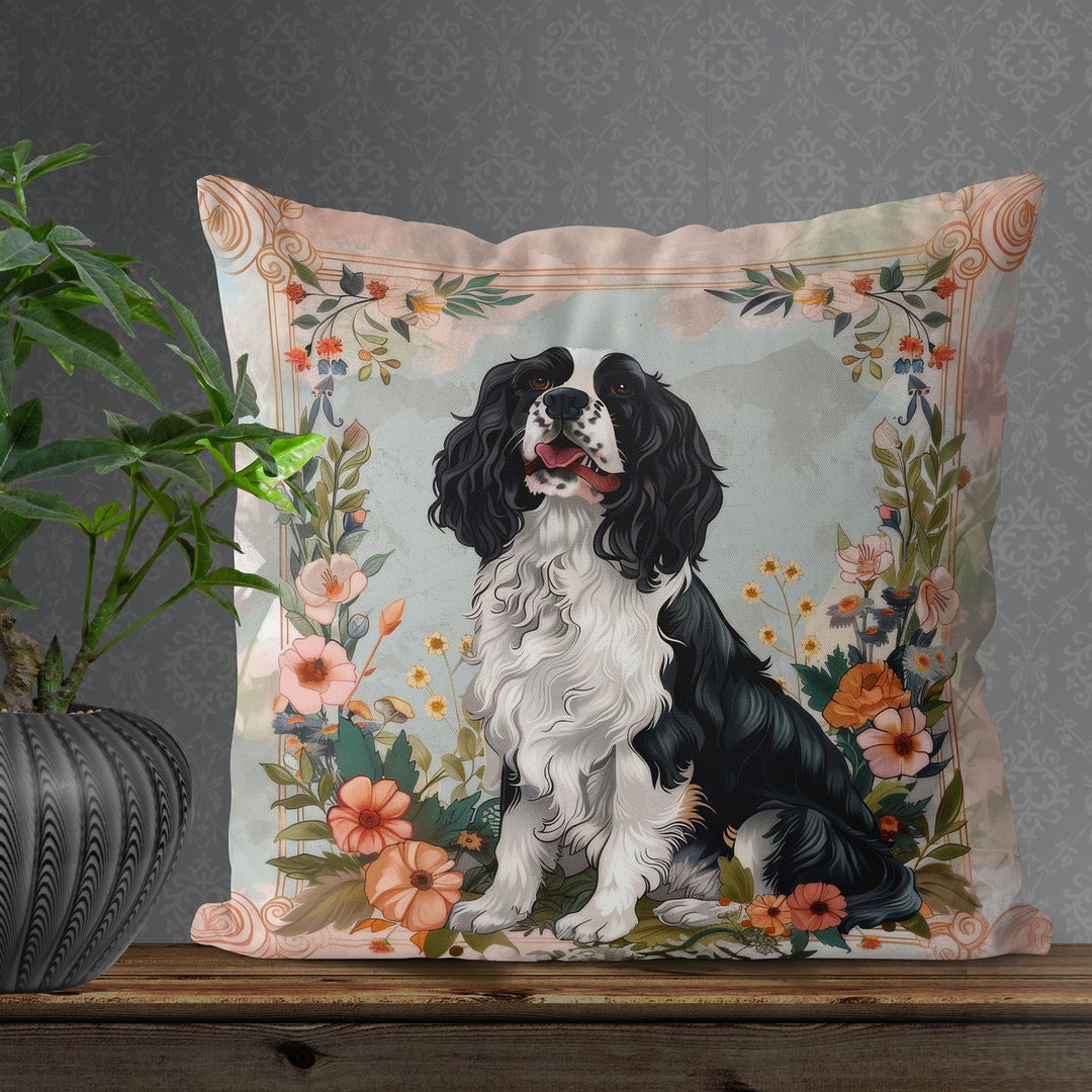 Black and White Springer Spaniel Pillow Cover - Print Both Sides - Cute ...