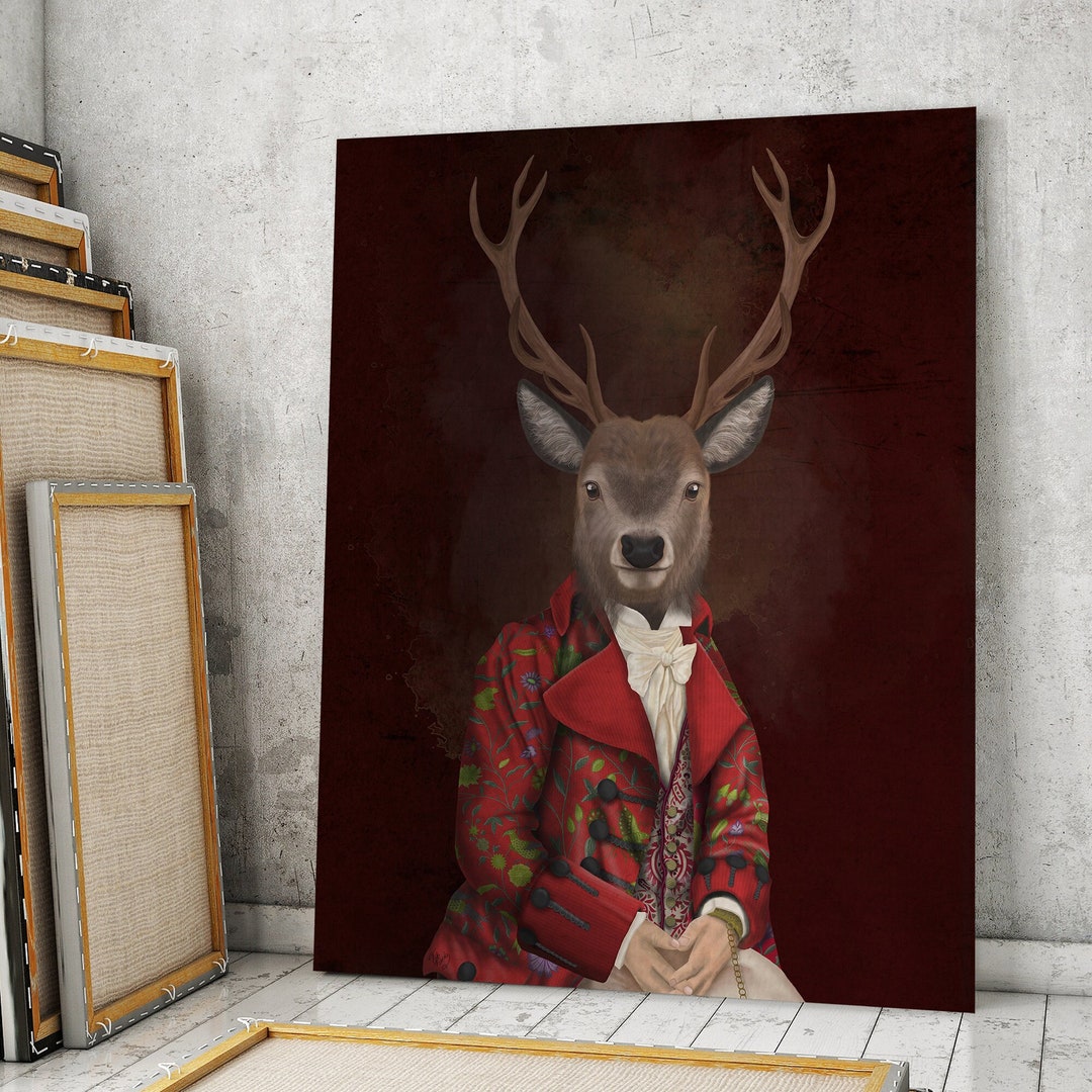 Limited Edition Deer Painting - Lord Becket Portrait - Regency Decor ...