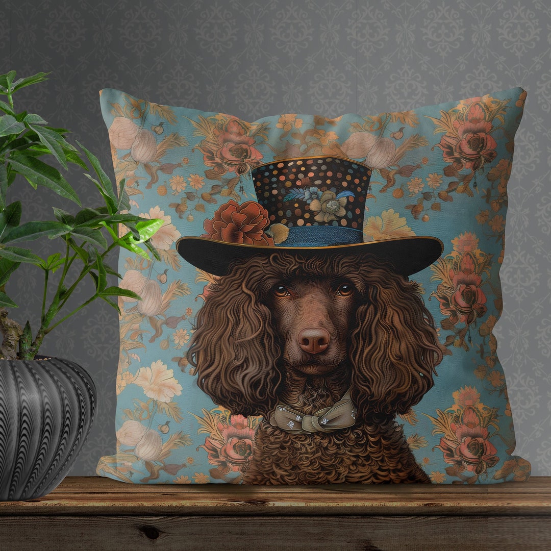 Brown Poodle Dog Pillow Cover - Handmade Cushion Cover - Print Both ...