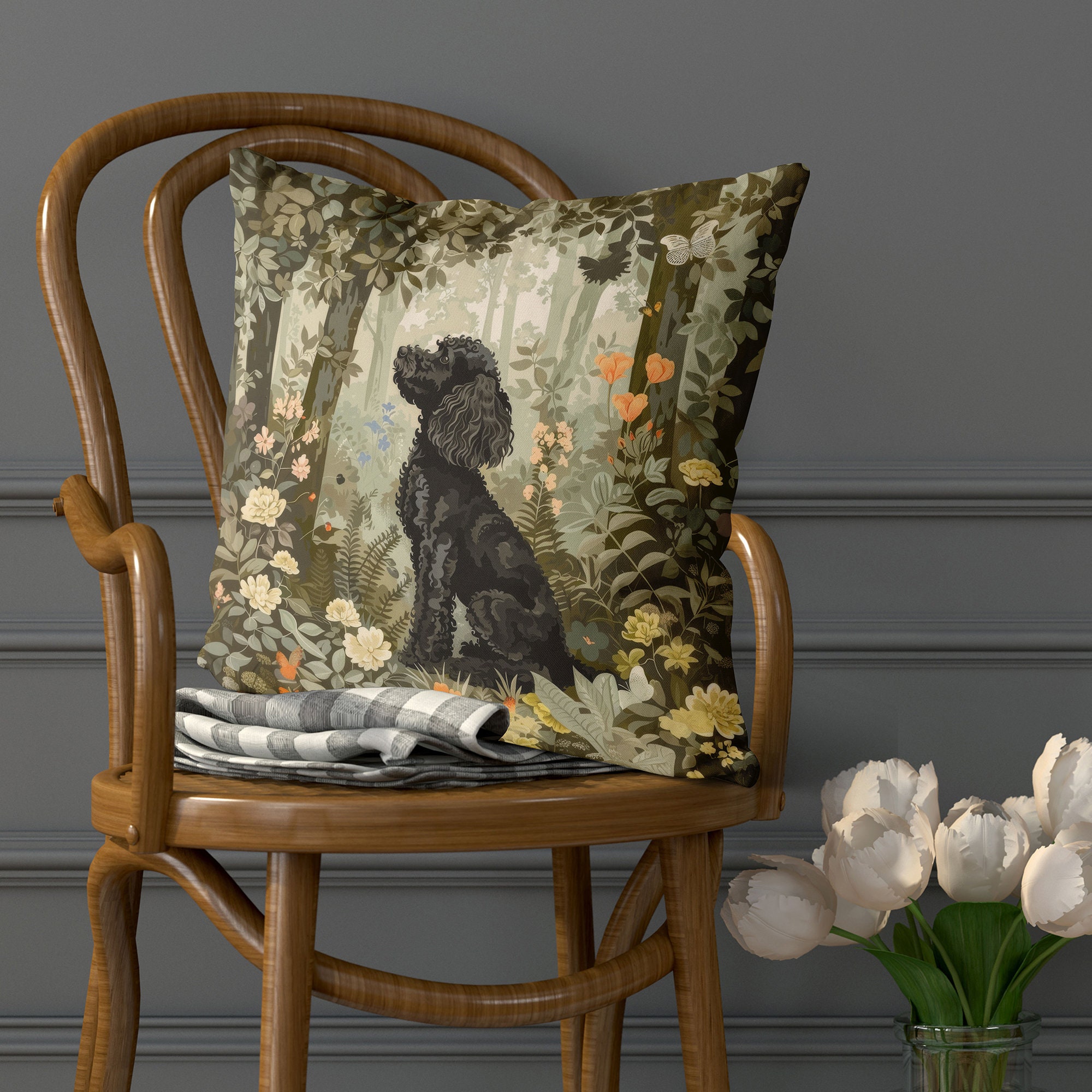 Black Poodle Dog Pillow Cover – Art Deco Style, Double-sided Print - Etsy
