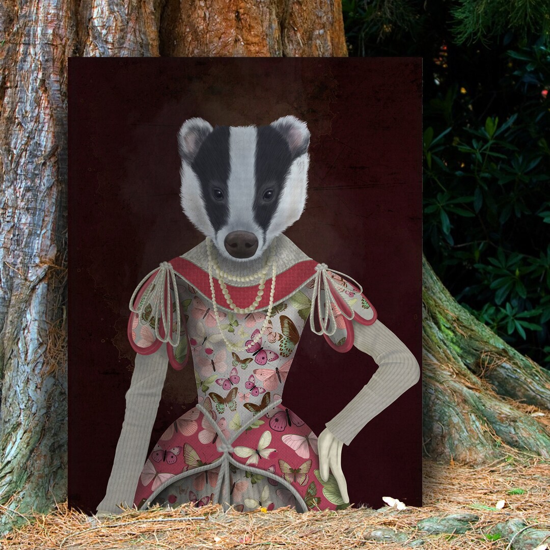 Limited Edition Badger Art - Fifi Badger Portrait - Anthropomorphic ...
