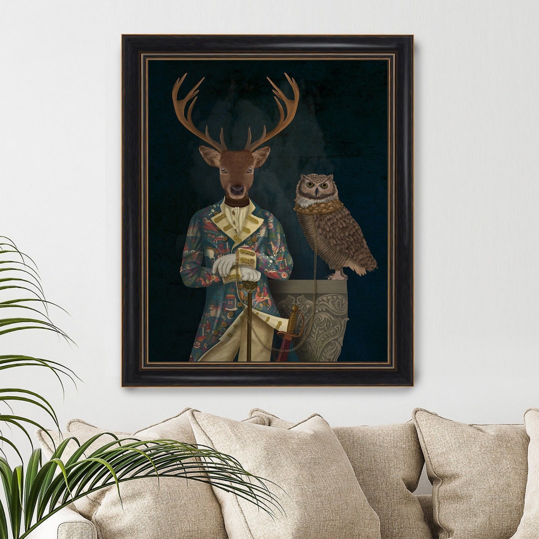 Limited Edition Stag Print - Archie Buckingham & Owl - Deer Painting ...