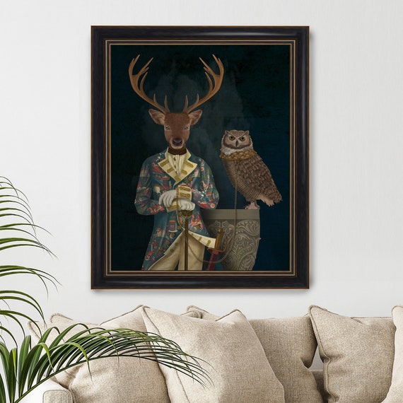 Limited Edition Stag Print Archie Buckingham & Owl Deer | Etsy