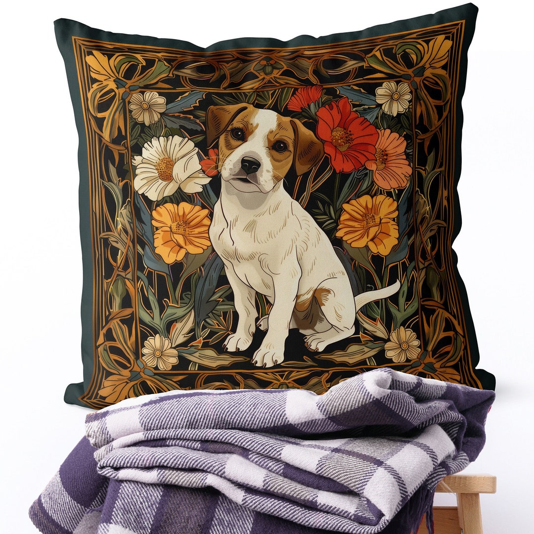 Jack Russell Terrier Dog Pillow Cover - Handmade Cushion Cover - Print ...