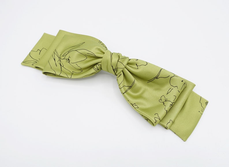 Flower Print Satin Hair Bow: Double Layered Droopy Style - Etsy