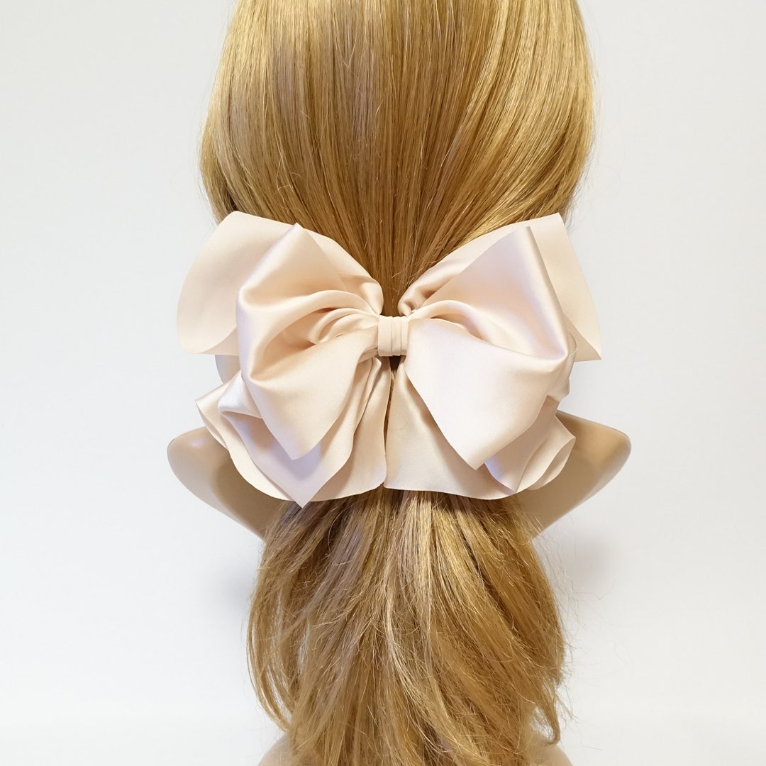 Glossy Satin Butterfly Hair Bow Barrette Volume up Layered Women Hair ...