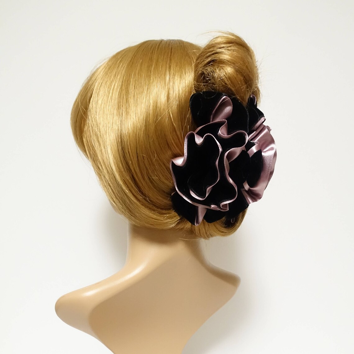 Soft Double Velvet Satin Layer Bow Luxury Ruffle Flower Winter | Etsy