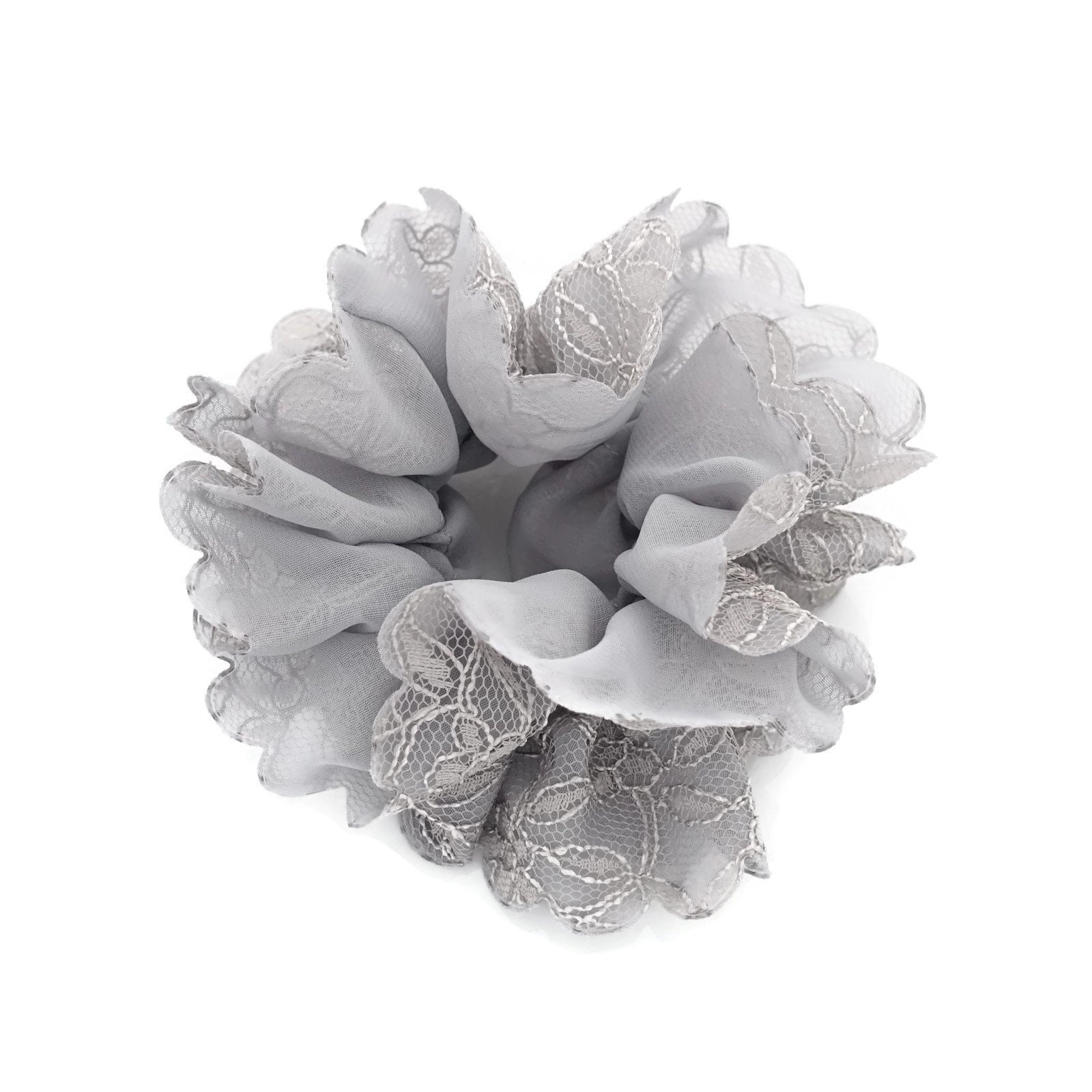 Chiffon Floral Scrunchy Lace Combined Women Scrunchie Hair Elastics ...