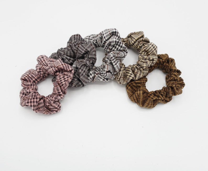 A Set of 5 Suede Plaid Check Scrunchies Autumn Winter Hair | Etsy