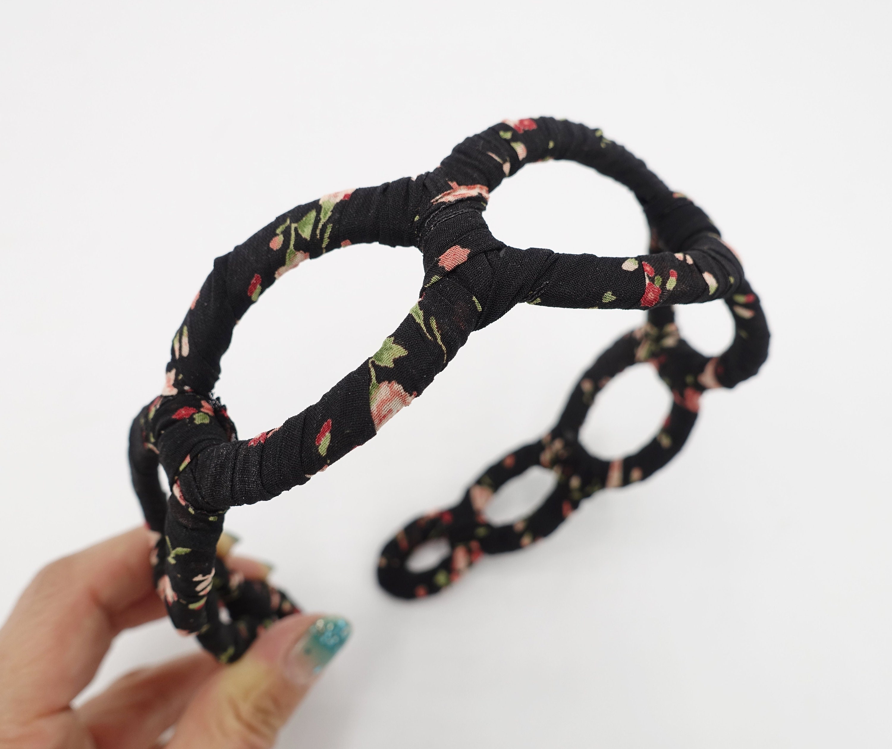Floral Fabric Wrap Elliptical Headband Casual Hair Accessory for Women ...