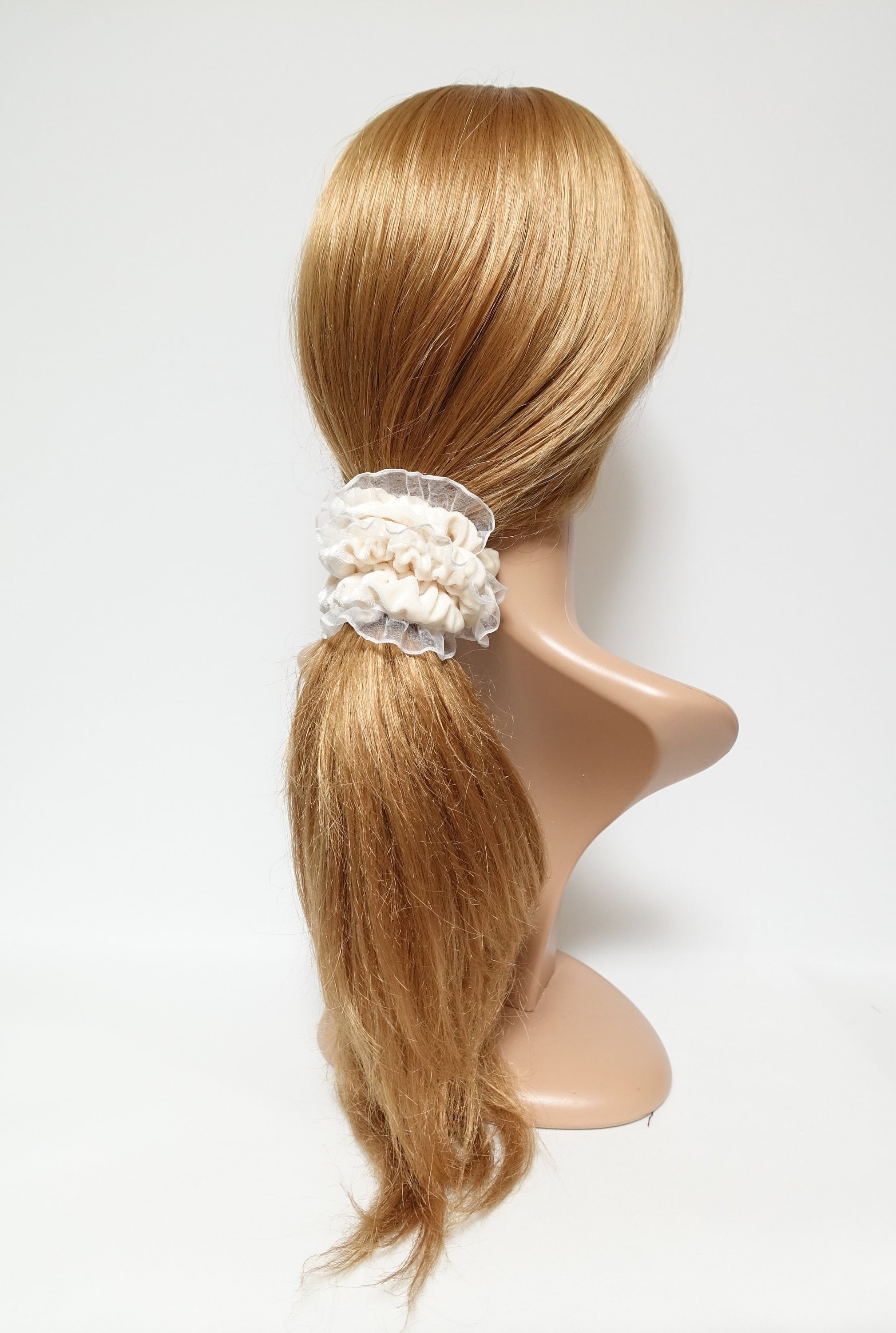 Mesh Trim Decorated Velvet Scrunchies Organdy Fabric Pretty Hair ...