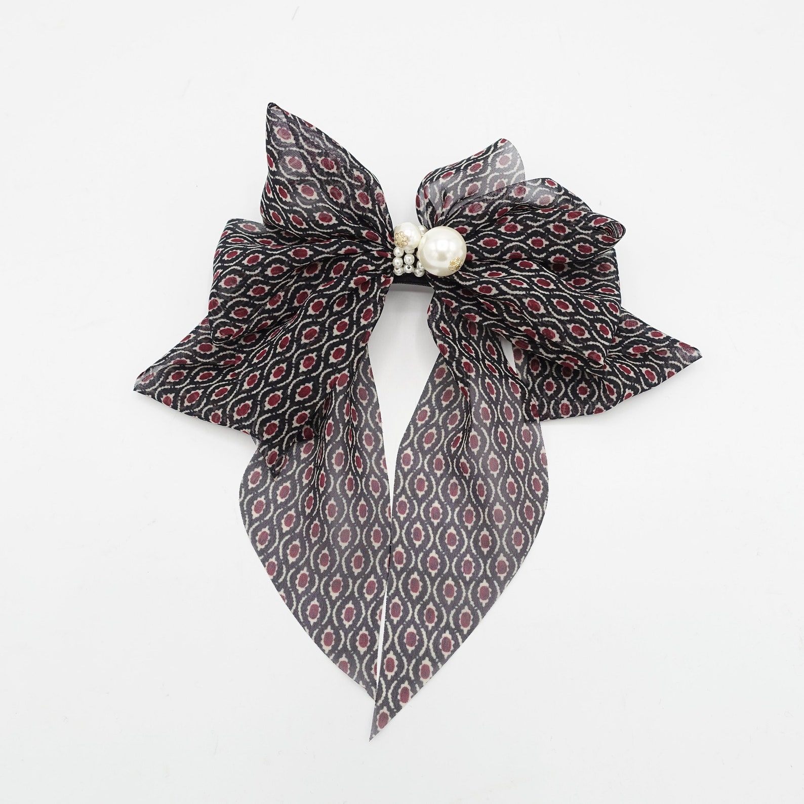 Retro Print Hair Bow Chiffon Hair Accessory for Women - Etsy