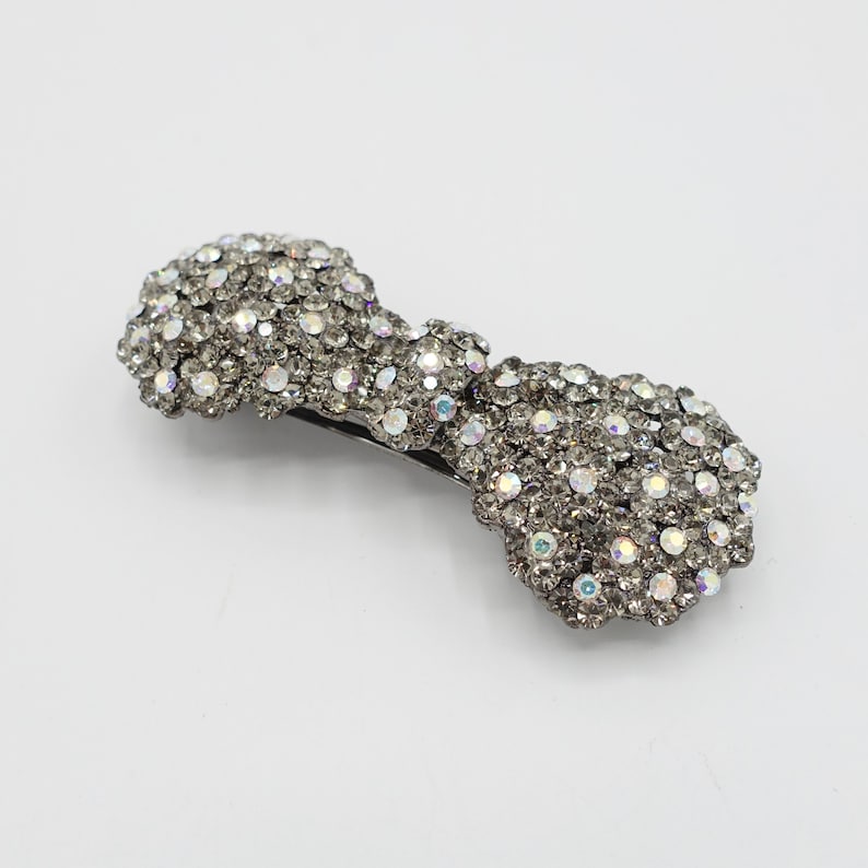 Rhinestone Embellished Small Hair Bow Barrette - Etsy