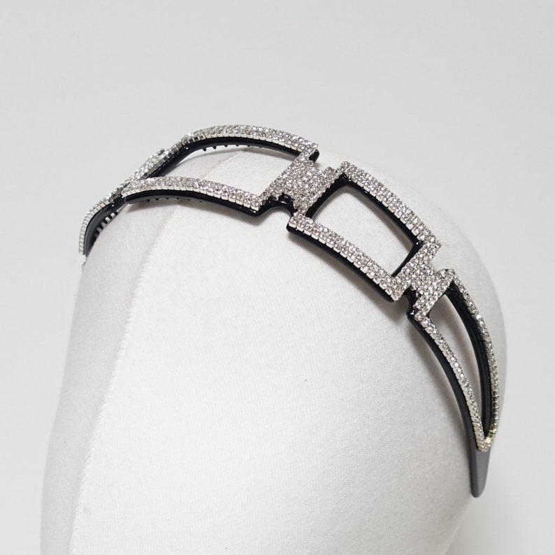 Rhinestone Decorated Headband Geometric Frame Jeweled Hairband Hair ...