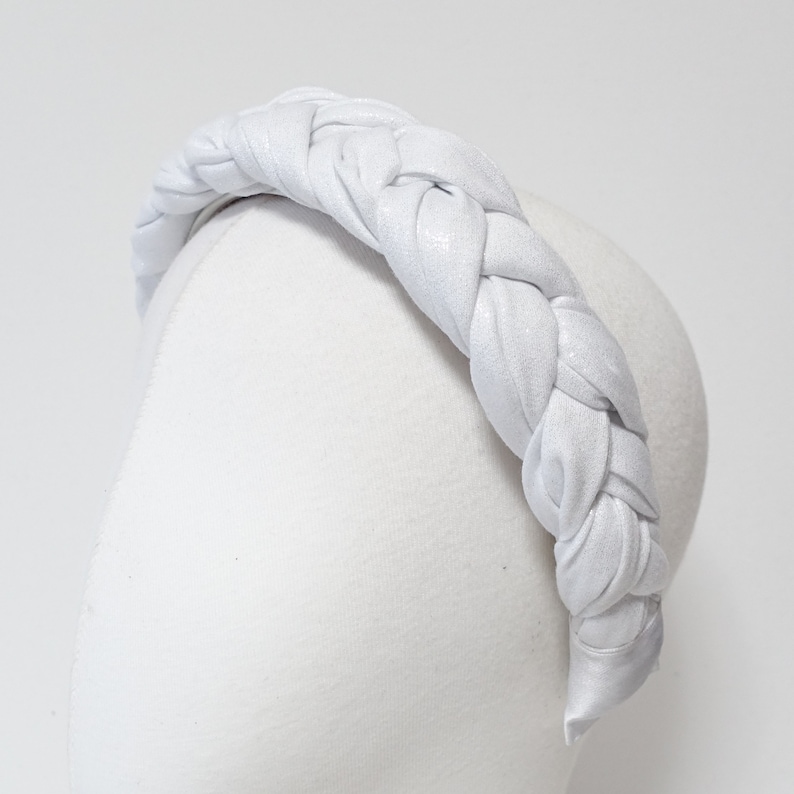 Solid Glittering Fabric Braided Headband Stylish Women Plaited Hairband ...