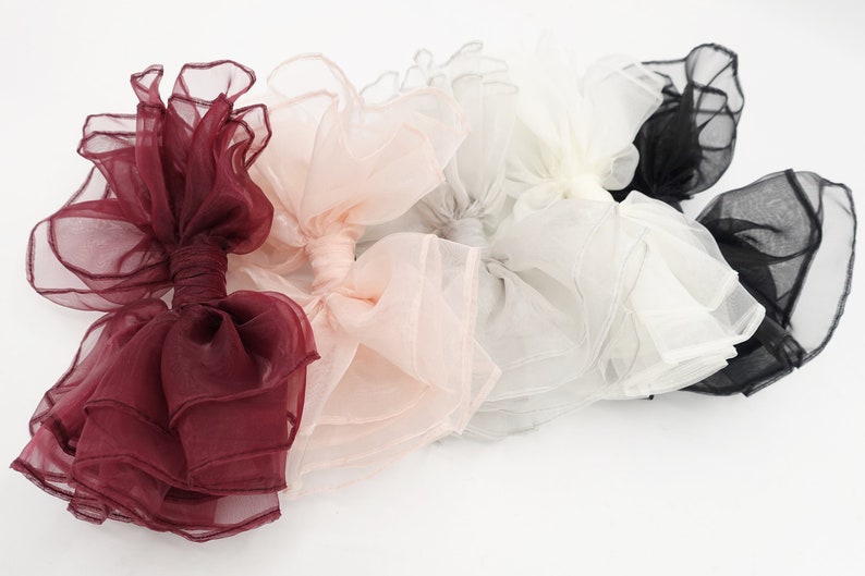 Organza Layered Hair Bow Sheer Fabric Voluminous Hair Accessory for ...