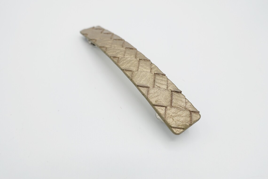 Weaved Leather Hair Barrette for Women | Etsy