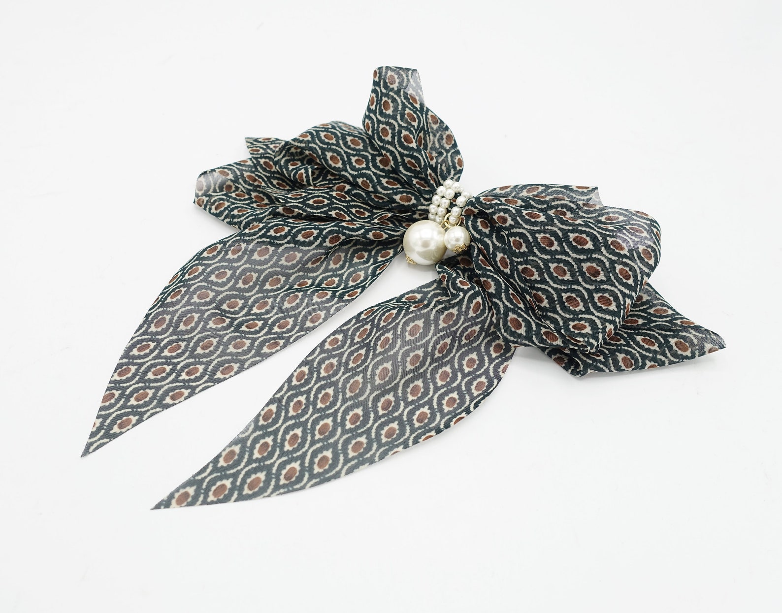 Retro Print Hair Bow Chiffon Hair Accessory for Women - Etsy