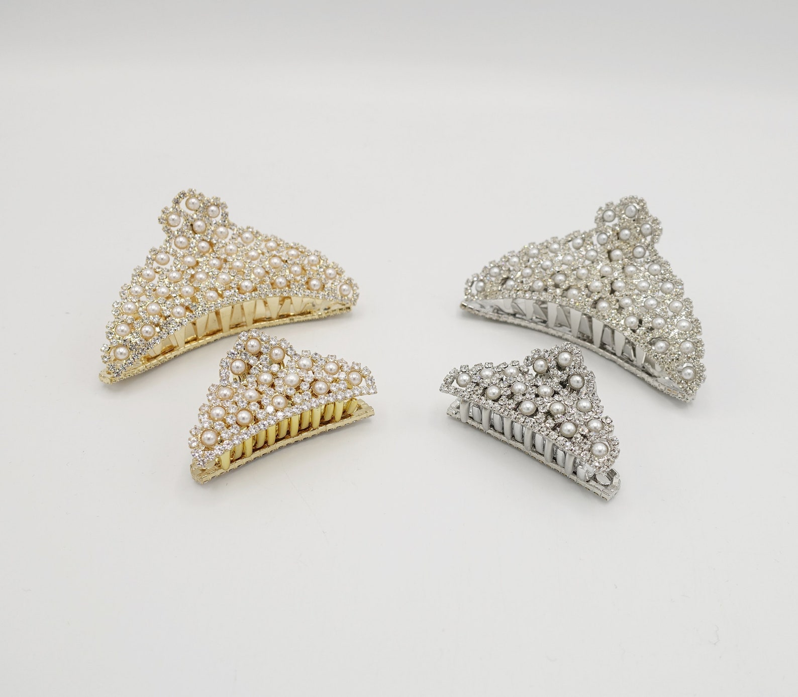 Jeweled Hair Claw Pearl Rhinestone Embellished Tringle Hair - Etsy