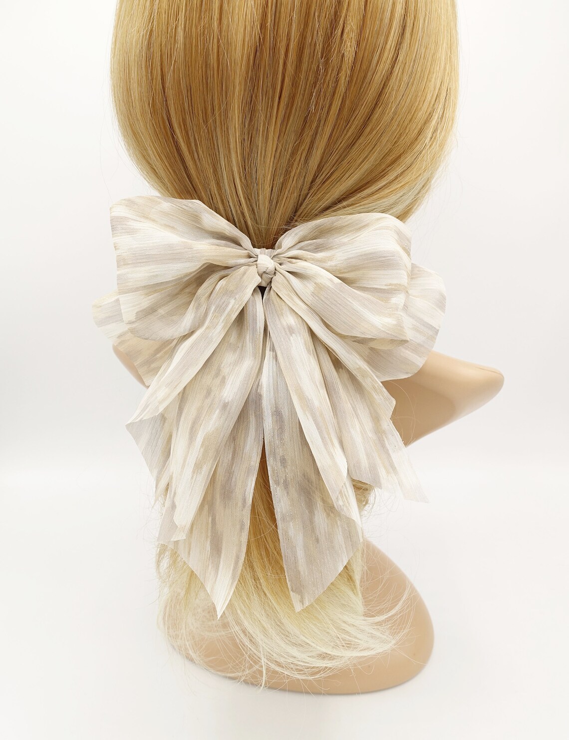 Chiffon Stripe Color Dye Hair Bow for Women - Etsy
