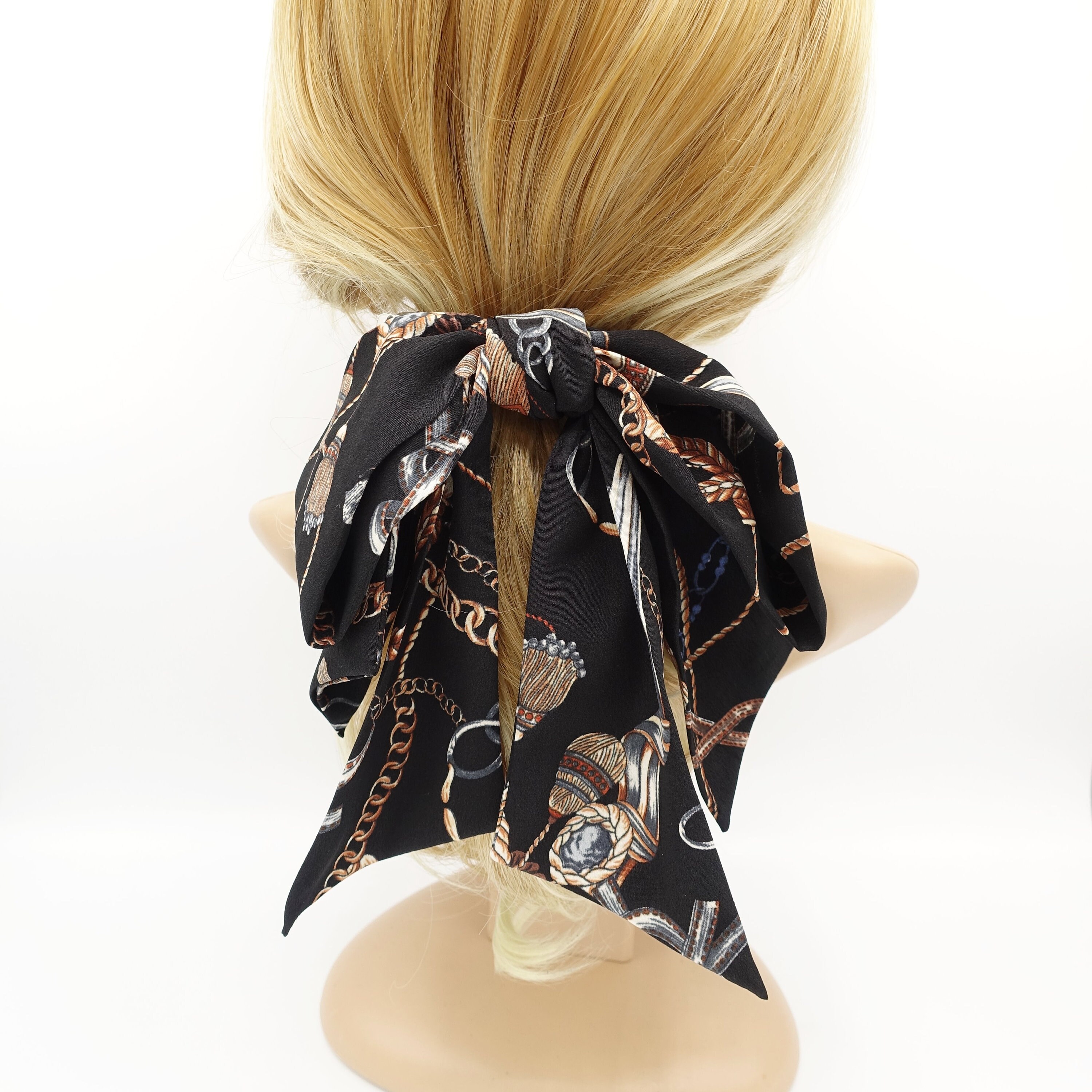 Tassel Chain Print Layered Droopy Tail Bow French Barrette - Etsy