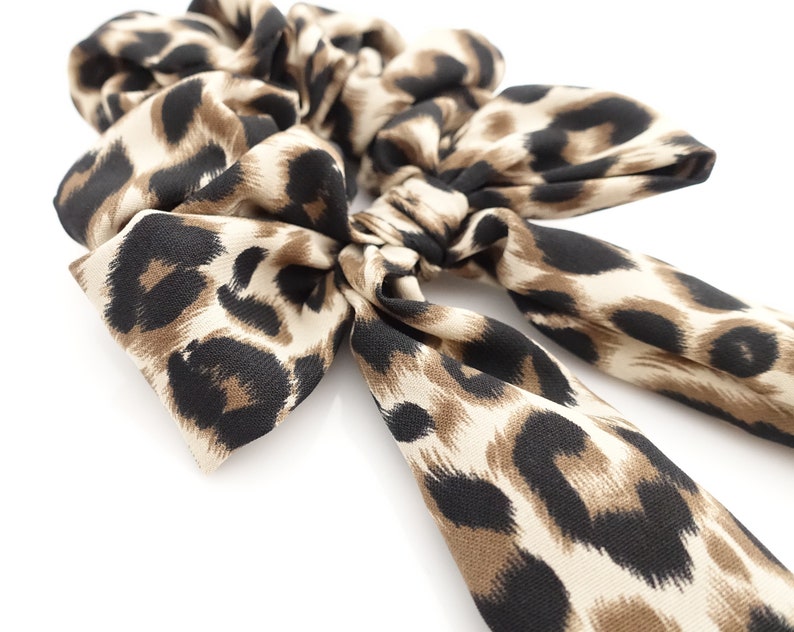 Leopard Print Bow Knot Scrunchy Animal Print Pattern Tail - Etsy