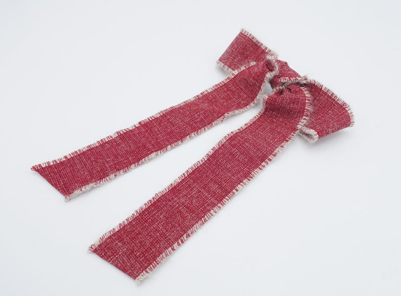 Woolen Hair Bow Frayed Edge Tail Hair Accessory for Women | Etsy