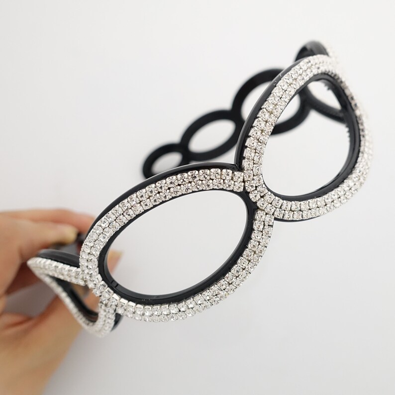 Rhinestone Decorated Headband Geometric Frame Jeweled Hairband Hair ...