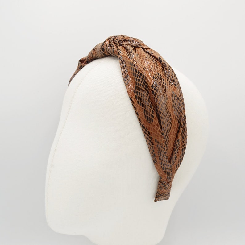 Knotted Headband Faux Leather Python Print Hairband Animal | Etsy