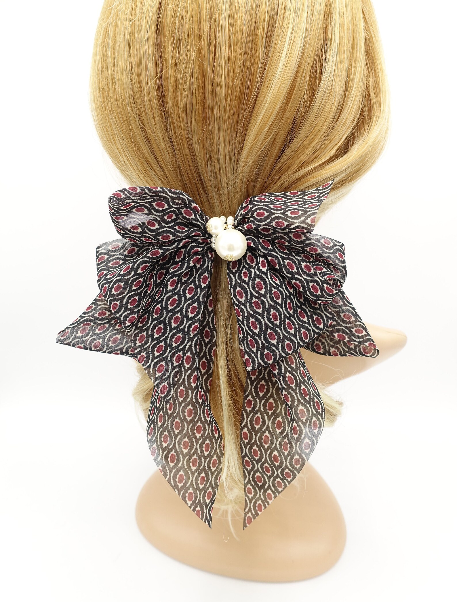 Retro Print Hair Bow Chiffon Hair Accessory for Women - Etsy