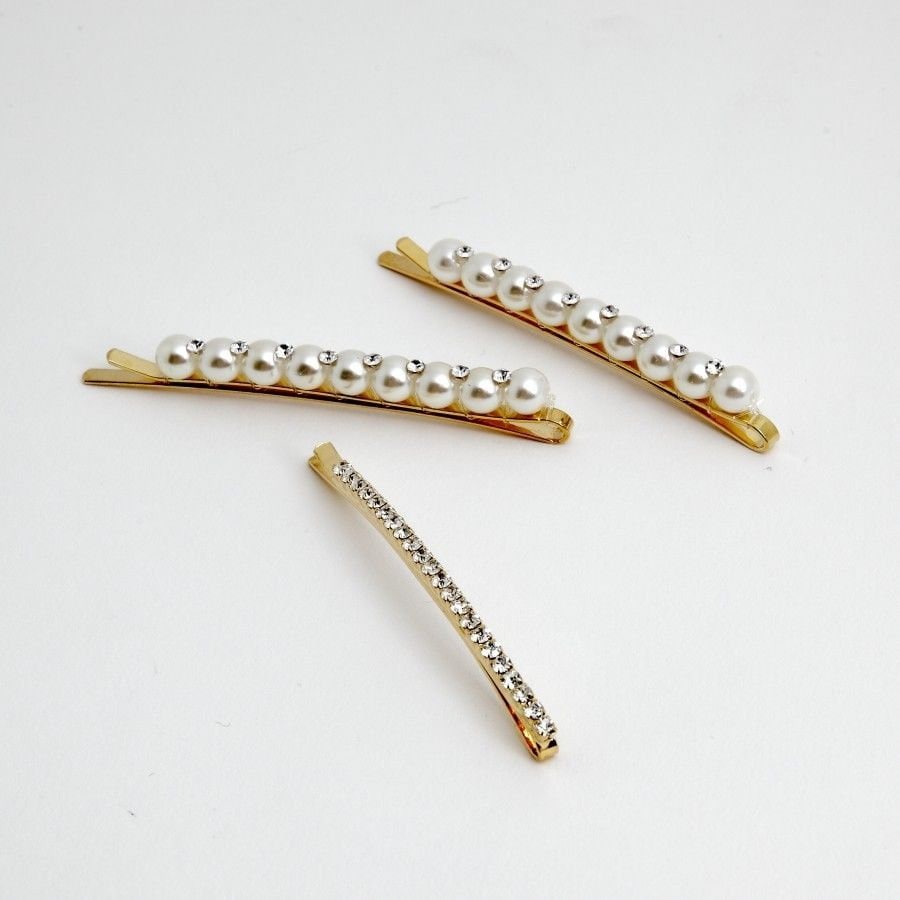 A set of pearl rhinestone bobby pin pretty elegant hair slide | Etsy