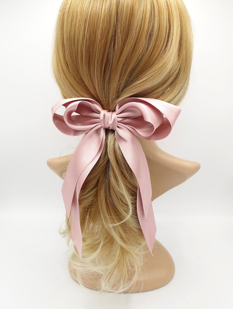 Satin Layered Double Tail Hair Bow - Etsy
