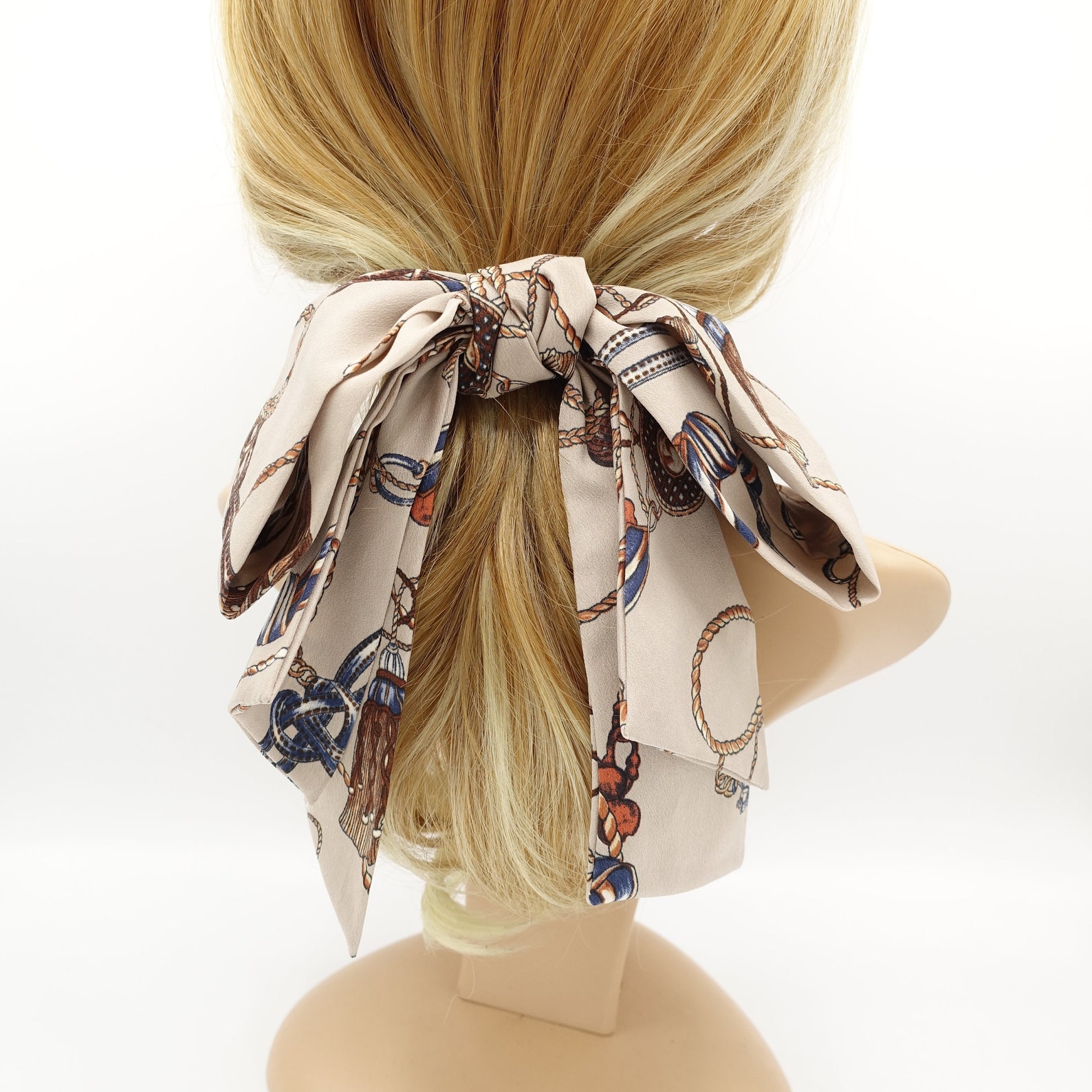 Tassel Chain Print Layered Droopy Tail Bow French Barrette - Etsy