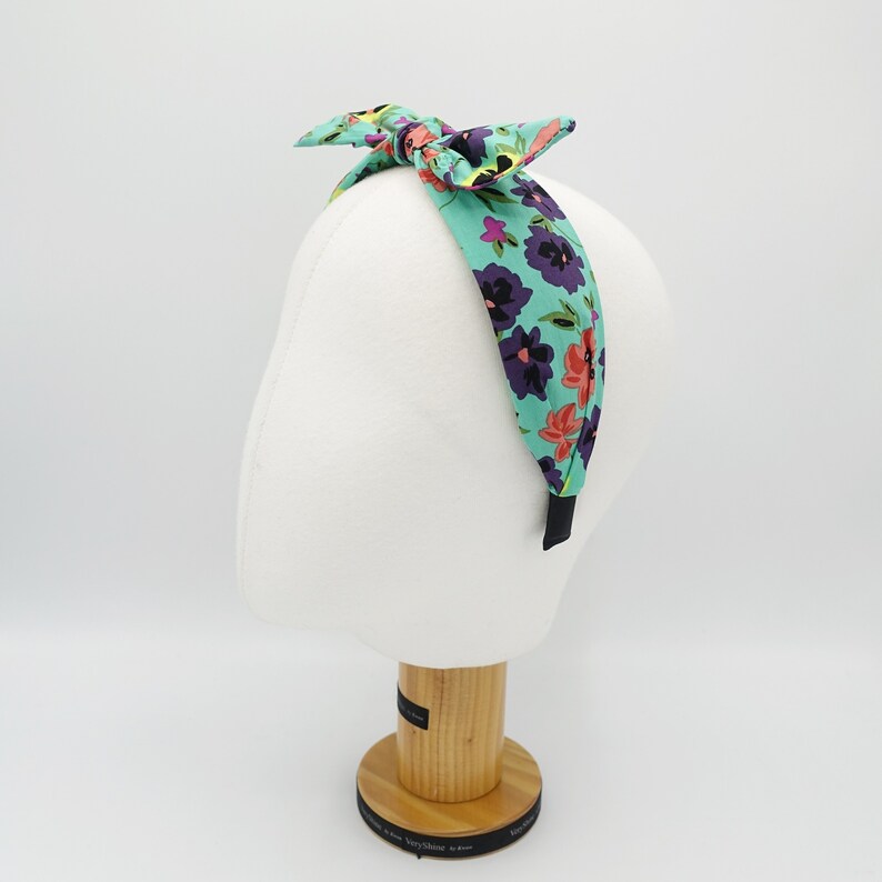 Vivid Spring Headband Floral Print Wired Bow Hairband Casual Hair ...