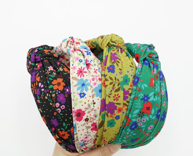 Small Floral Headband Colorful Top Knot Hairband for Women - Etsy