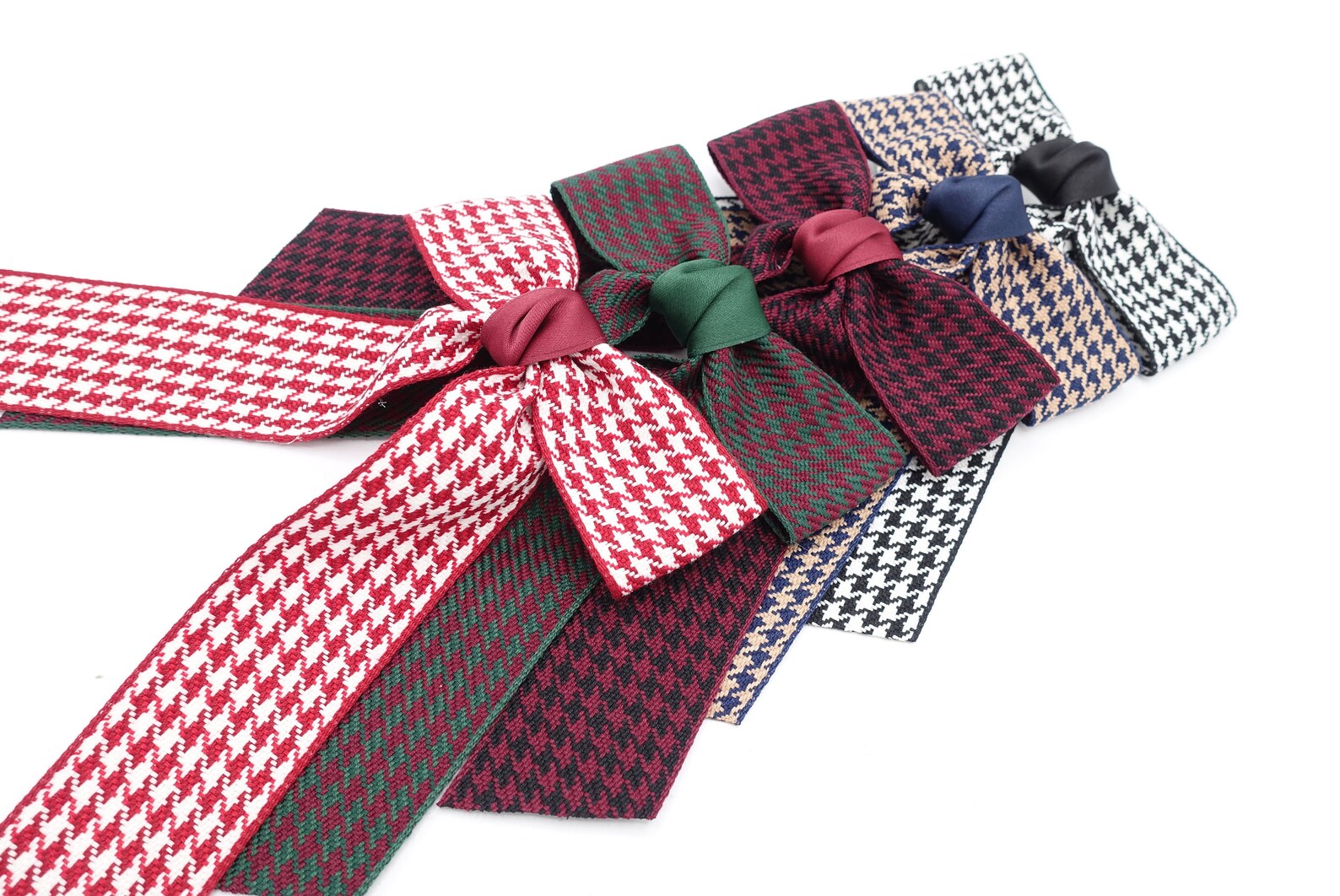 Houndstooth Longtail Hair Bow Check Basic Hair Barrette for Women - Etsy