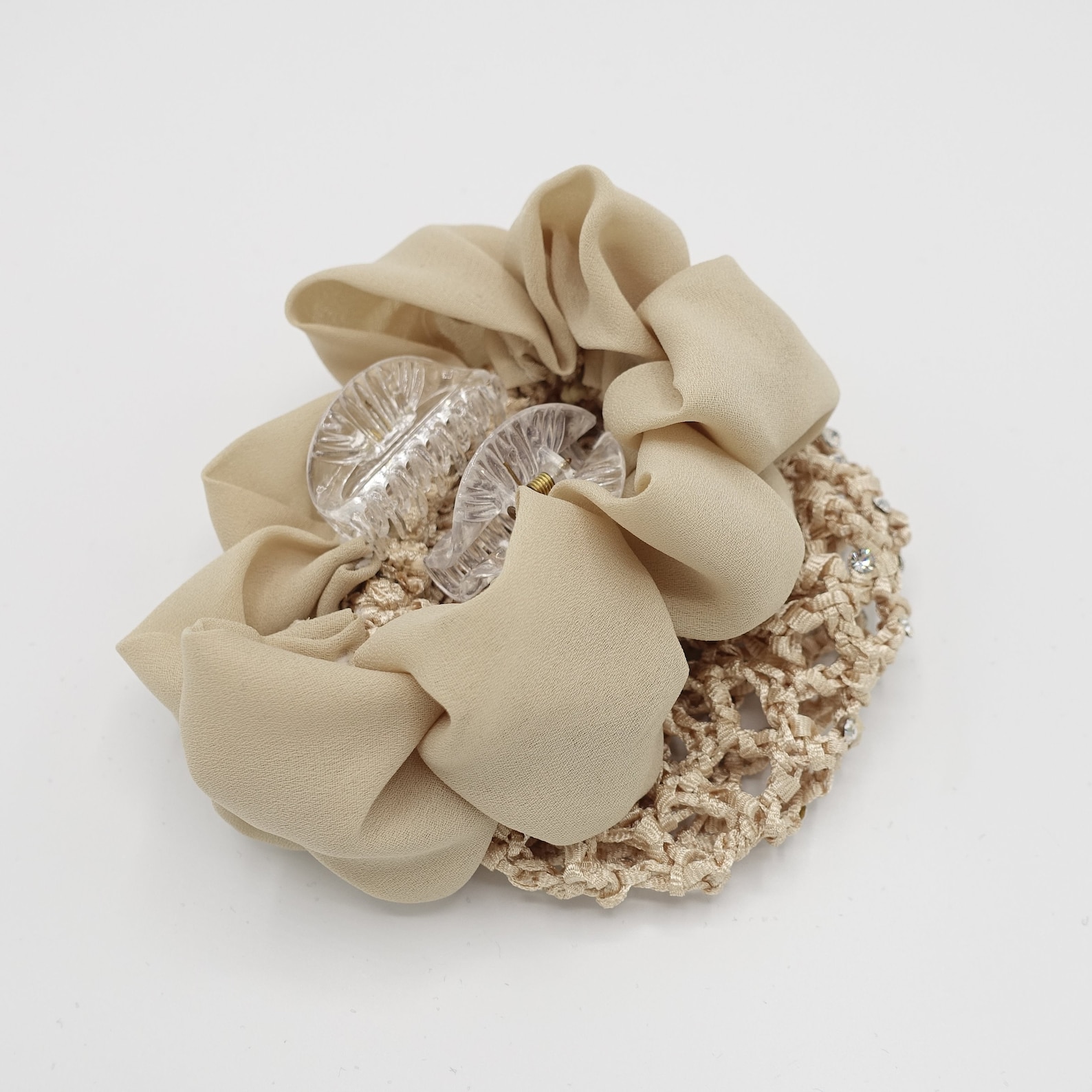 Rhinestone Bun Net Chiffon Decorated Snood Hair Claw Women Hair ...