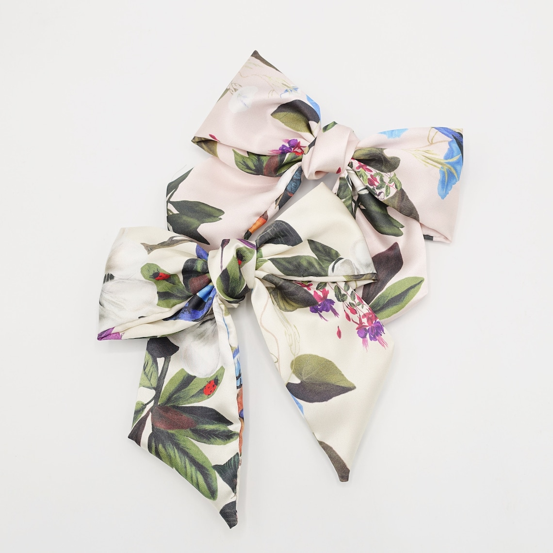 Silk hair bow plant print luxury hair accessory for women | Etsy