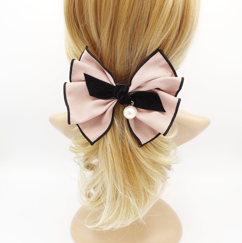 Pleated Hair Bow Velvet Strap Knot Interlocked Edge Fall | Etsy