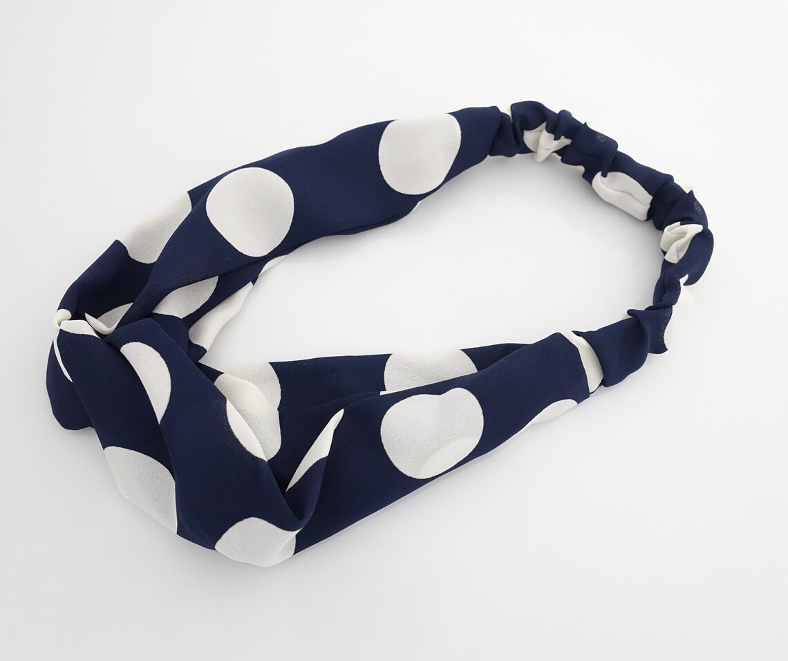 Chiffon Big Dot Headband Elastic Front Twist Headwrap Women Hair ...
