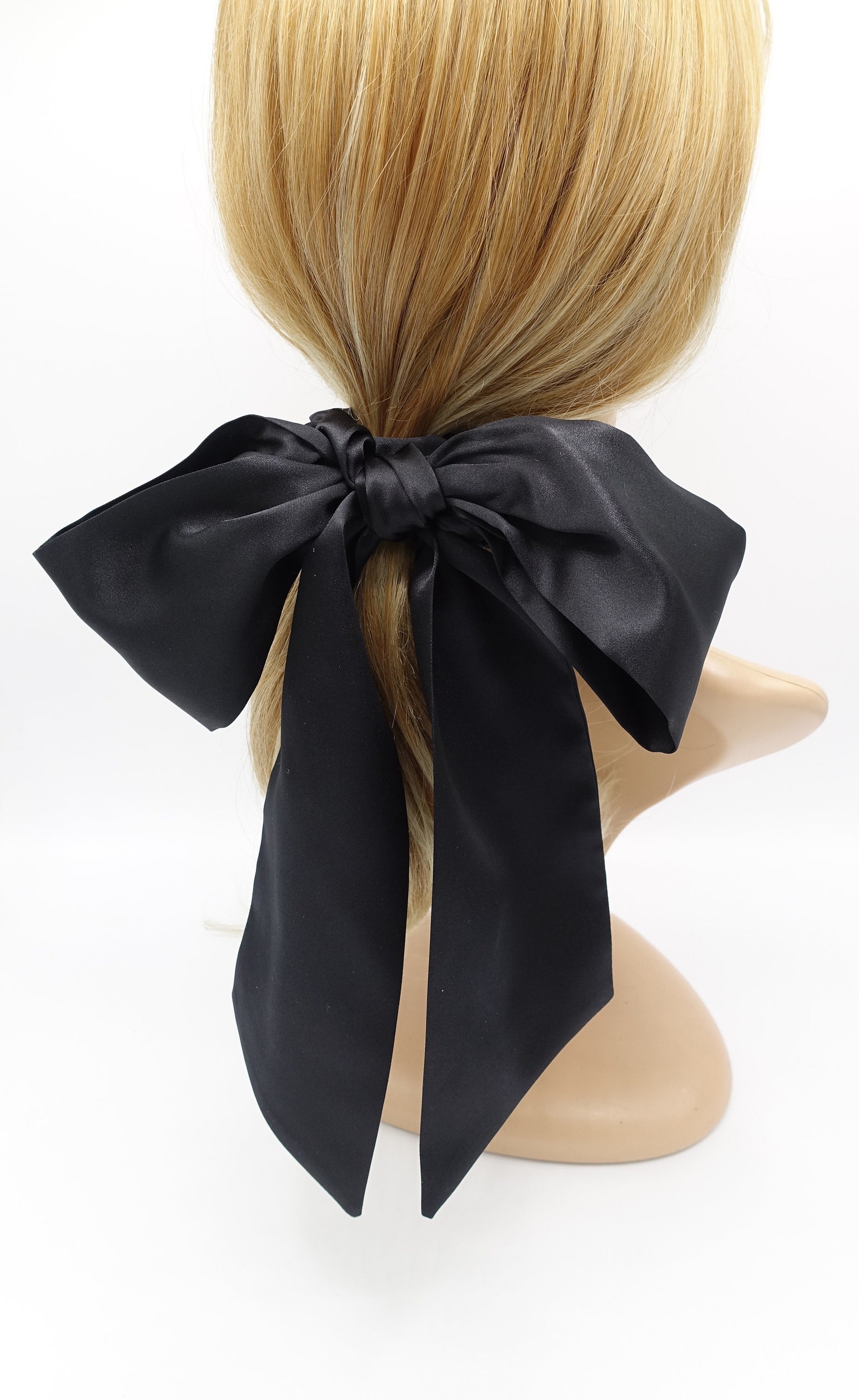 Large Satin Bow Scrunchies Tail Hair Elastic Scrunchie for - Etsy