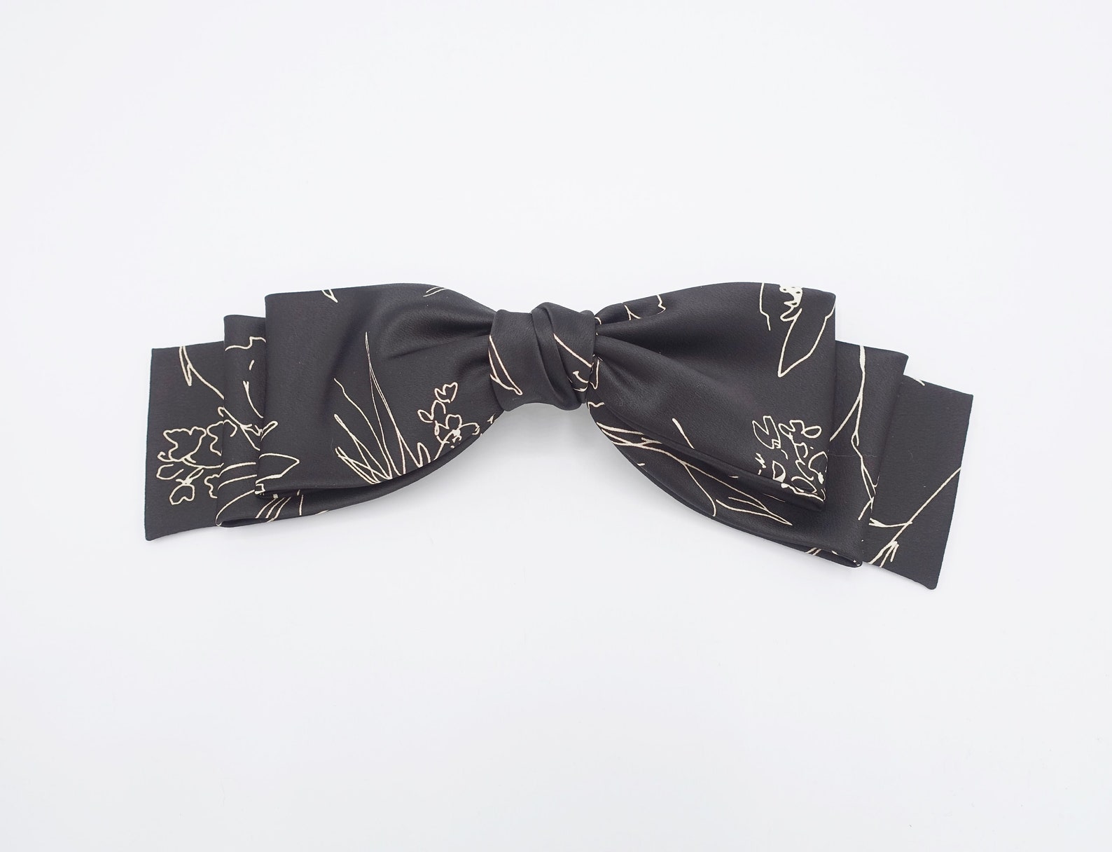Flower Print Satin Hair Bow: Double Layered Droopy Style - Etsy